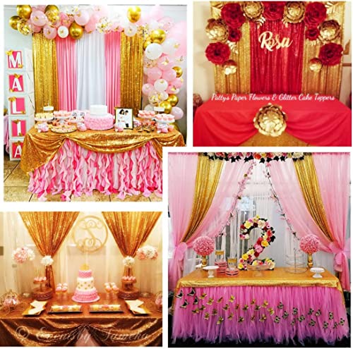 Poise3EHome Gold Sequin Backdrop Curtain, 4 Pieces 3FT x 8FT Sequin Backdrop Panels, Sequence Wedding Party Background Drapes
