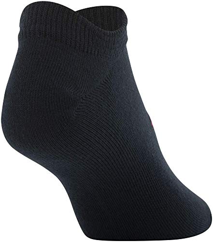 Under Armour Women's Essential 2.0 Lightweight No Show Socks, 6-Pairs , Black/Cerise Assorted , Medium