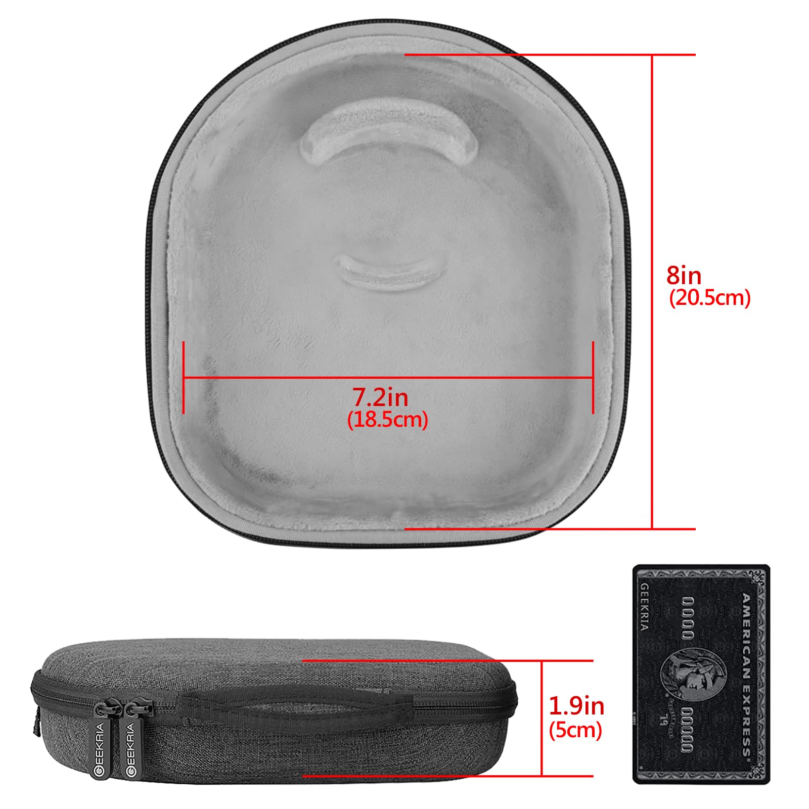 Geekria Shield Headphones Case Compatible with Sony WH-CH510, WH-CH710, WH-CH520, WH-1000XM5 Case, Replacement Hard Shell Travel Carrying Bag with Cable Storage (Dark Grey)
