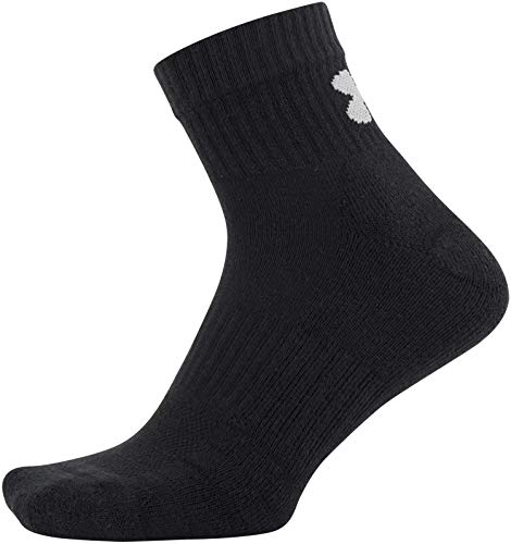 Under Armour Adult Training Cotton Quarter Socks, Multipairs , Black (6-Pairs) , Large