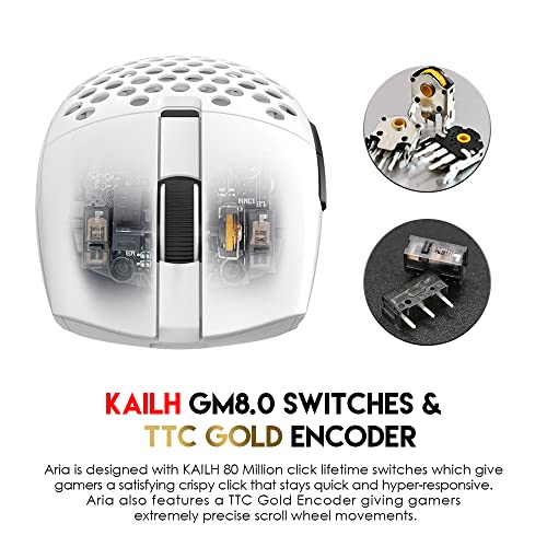 Fantech ARIA XD7 Wireless Gaming Mouse - Pixart 3395 Gaming Sensor 26000 DPI, KAILH GM8.0 Switches, Super Lightweight 59 Grams and Ambidextrous Egg Shape, 3-Mode Connectivity, White