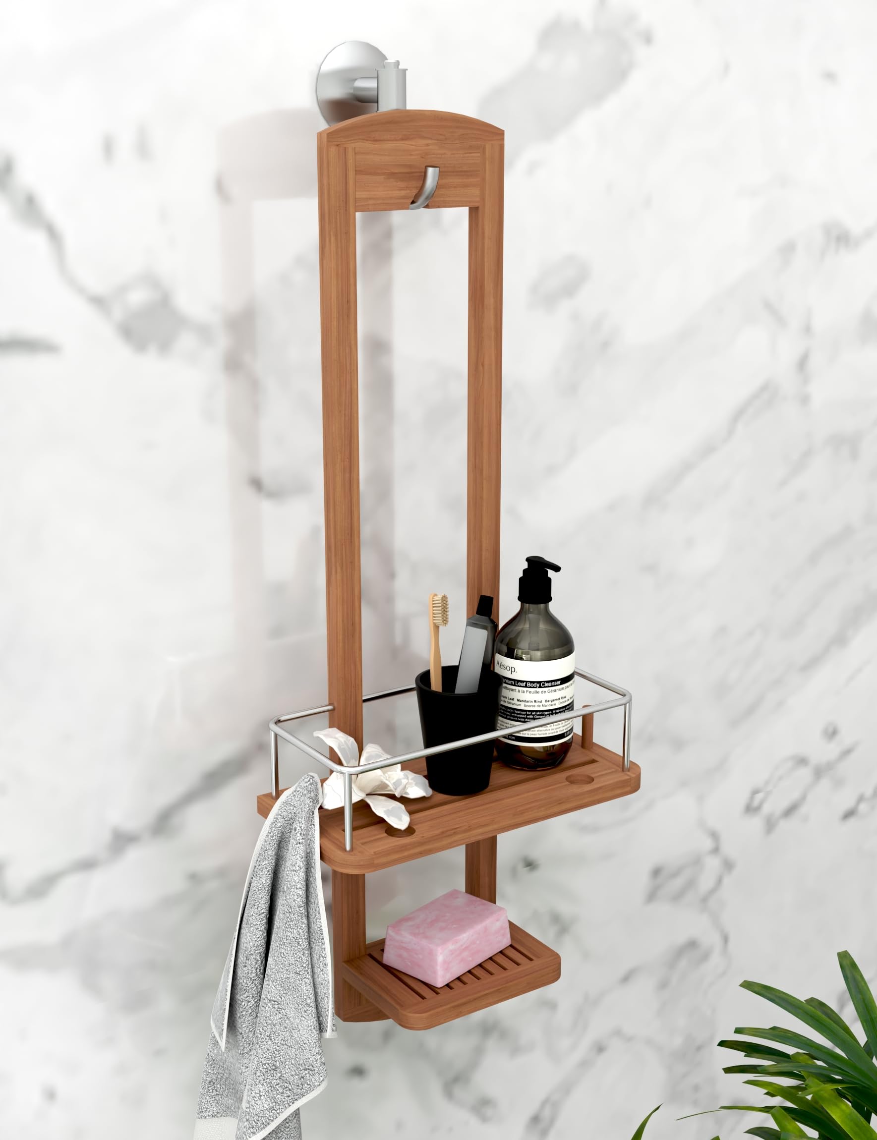 AquaTeak The Original Moa Small Teak Shower Caddy