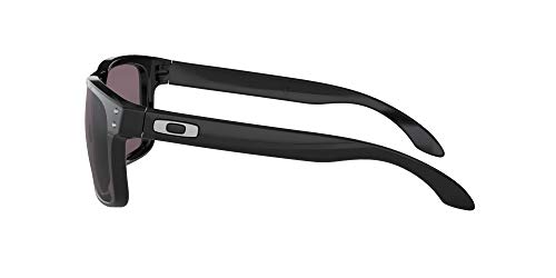 Oakley Men's OO9244 Holbrook Low Bridge Fit Rectangular Sunglasses, Polished Black Silver Logo/Prizm Grey, 56 mm