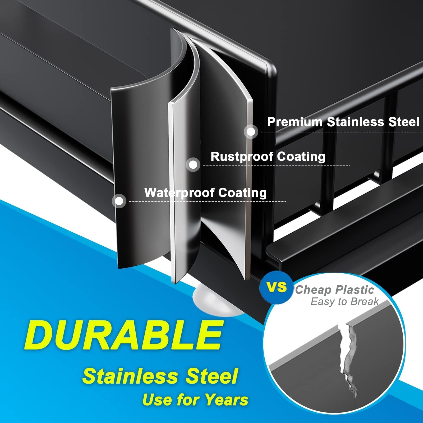 Solidhouse Under Sink Organizer, 2-Tier Under Sink Organizers and Storage No Drilling Rustproof Stainless Steel Pull Out Cabinet Organizer for Kitchen Bathroom