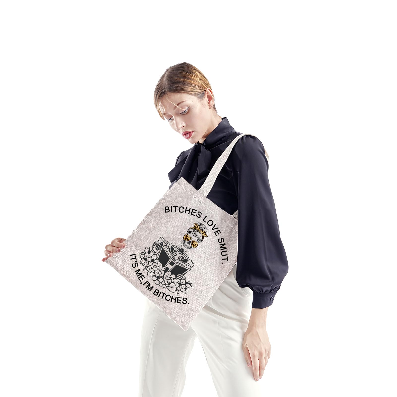 ZJXHPO Smut Slut Tote Bag Smut Book Lover Shoulder Bag Spicy Book Reader Reusable Grocery Shopping Bag Dark Romance handbag (Smut Bitches Tote bag)