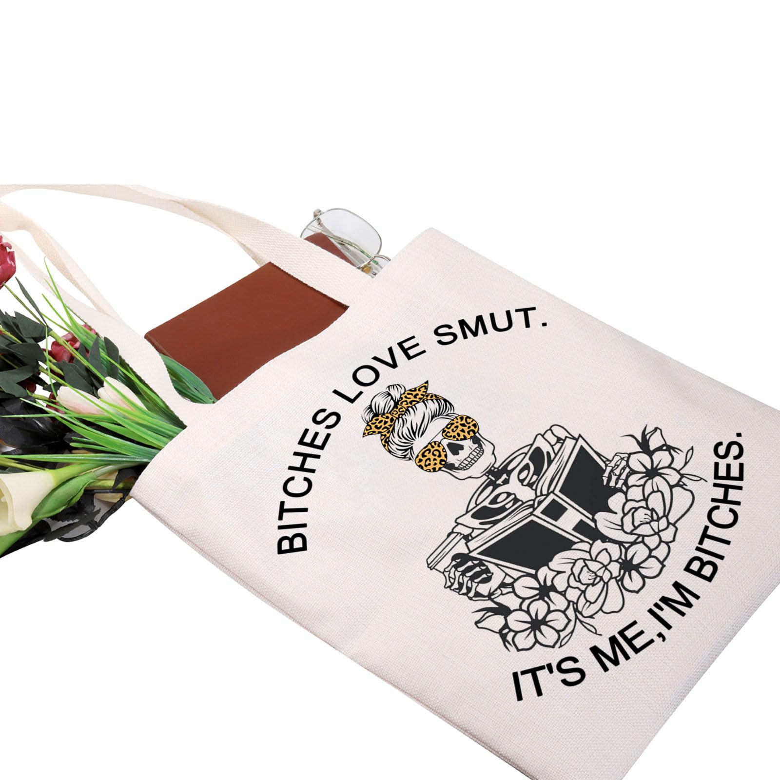 ZJXHPO Smut Slut Tote Bag Smut Book Lover Shoulder Bag Spicy Book Reader Reusable Grocery Shopping Bag Dark Romance handbag (Smut Bitches Tote bag)