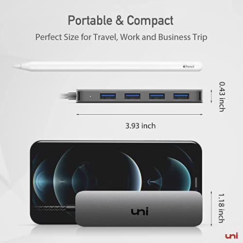 USB Splitter for Laptop 4-Port, uni Ultra-Slim USB 3.0 Hub, Multiple USB Port Expander Compatible with Keyboard and Mouse Adapter, PC, MacBook Air, Mac Pro, iMac, Surface Pro, Flash Drive, Mobile HDD