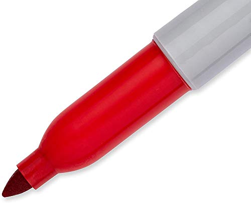 Sharpie 30002 Fine Point Permanent Marker, Marks On Paper and Plastic, Resist Fading and Water, AP Certified, Red Color, Pack Of 2 Boxes Of 12 Markers