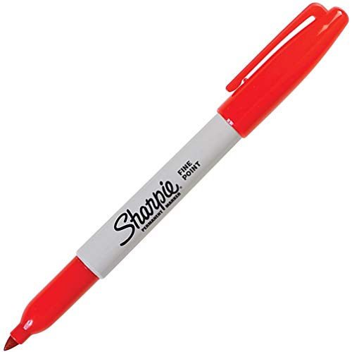Sharpie 30002 Fine Point Permanent Marker, Marks On Paper and Plastic, Resist Fading and Water, AP Certified, Red Color, Pack Of 2 Boxes Of 12 Markers