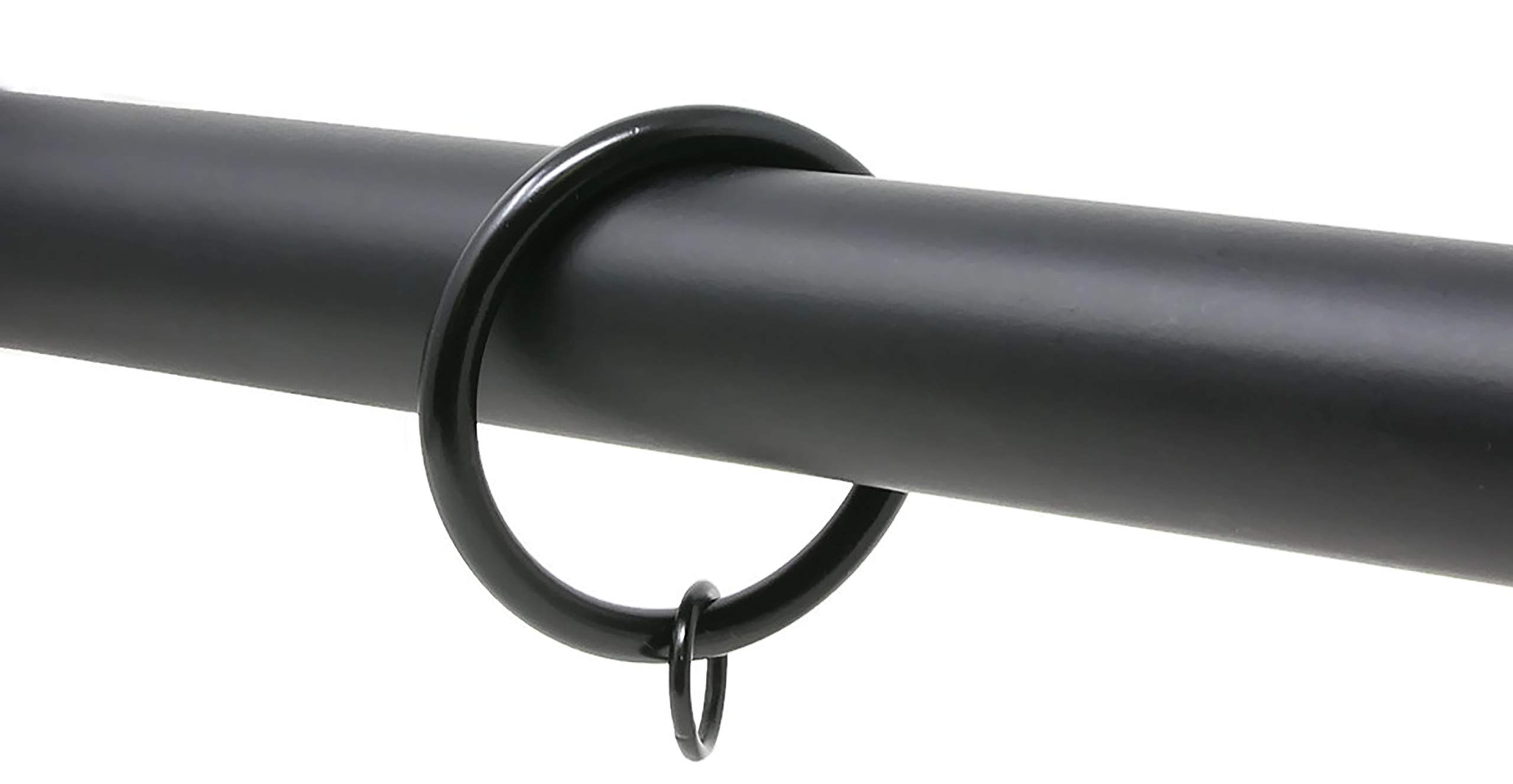 Urbanest Solid Metal Window Drapery Curtain Panel Ring with Eyelet, 1.5" Inner Diameter, Fits Up to 1.25" Rod, Set of 28 - Black