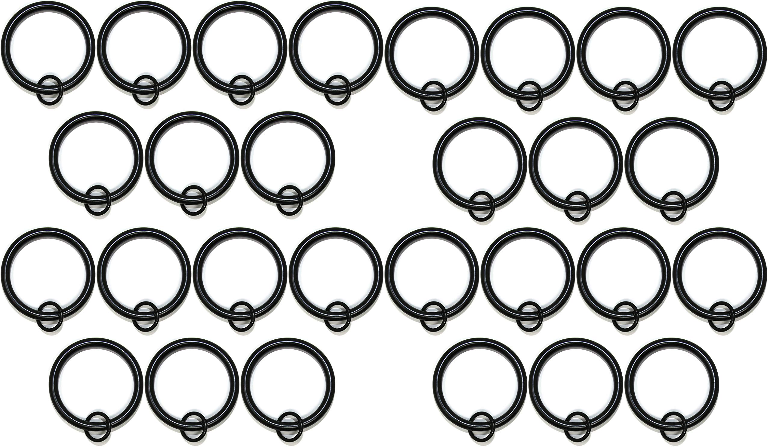 Urbanest Solid Metal Window Drapery Curtain Panel Ring with Eyelet, 1.5" Inner Diameter, Fits Up to 1.25" Rod, Set of 28 - Black
