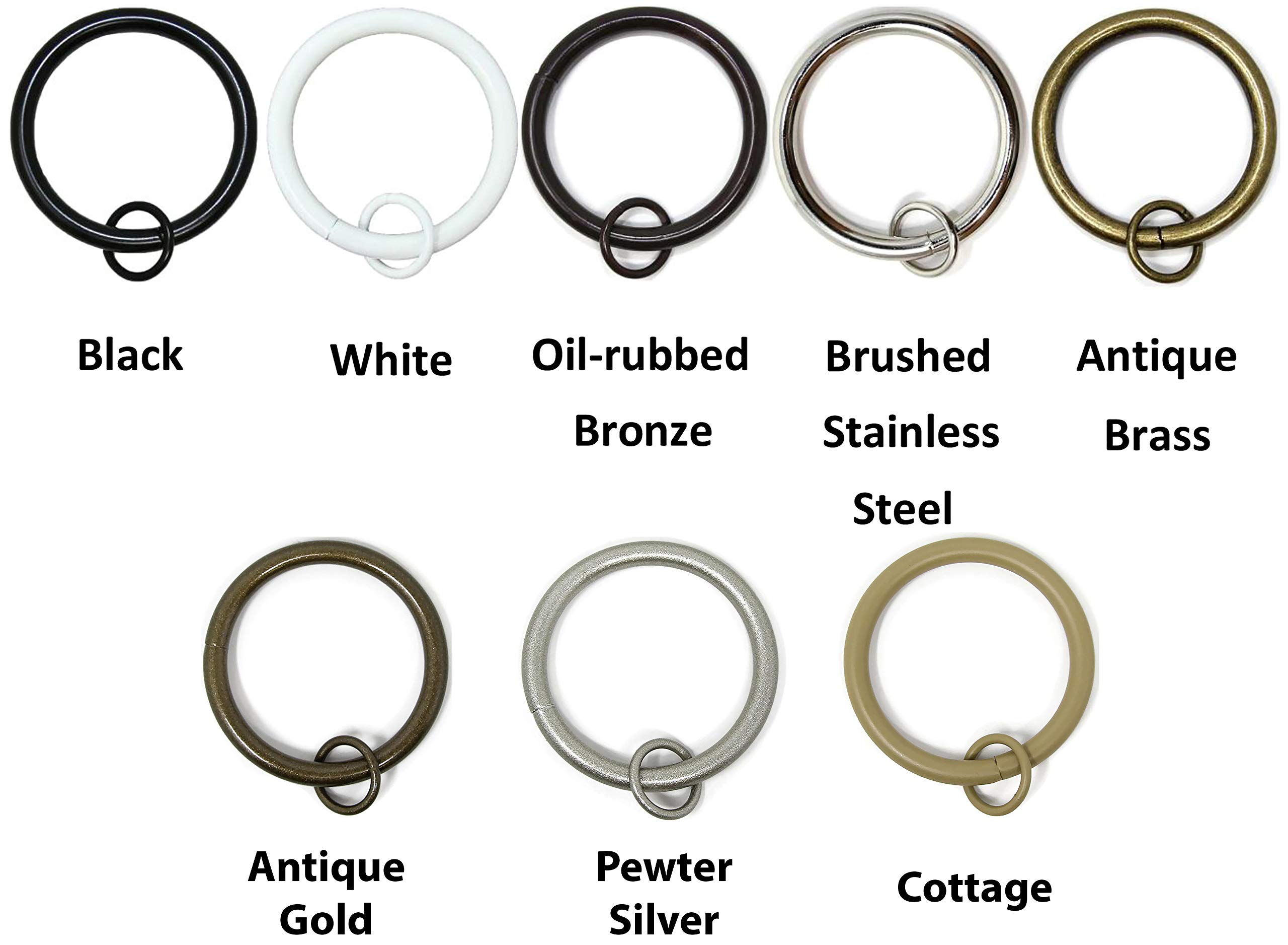 Urbanest Solid Metal Window Drapery Curtain Panel Ring with Eyelet, 1.5" Inner Diameter, Fits Up to 1.25" Rod, Set of 28 - Black
