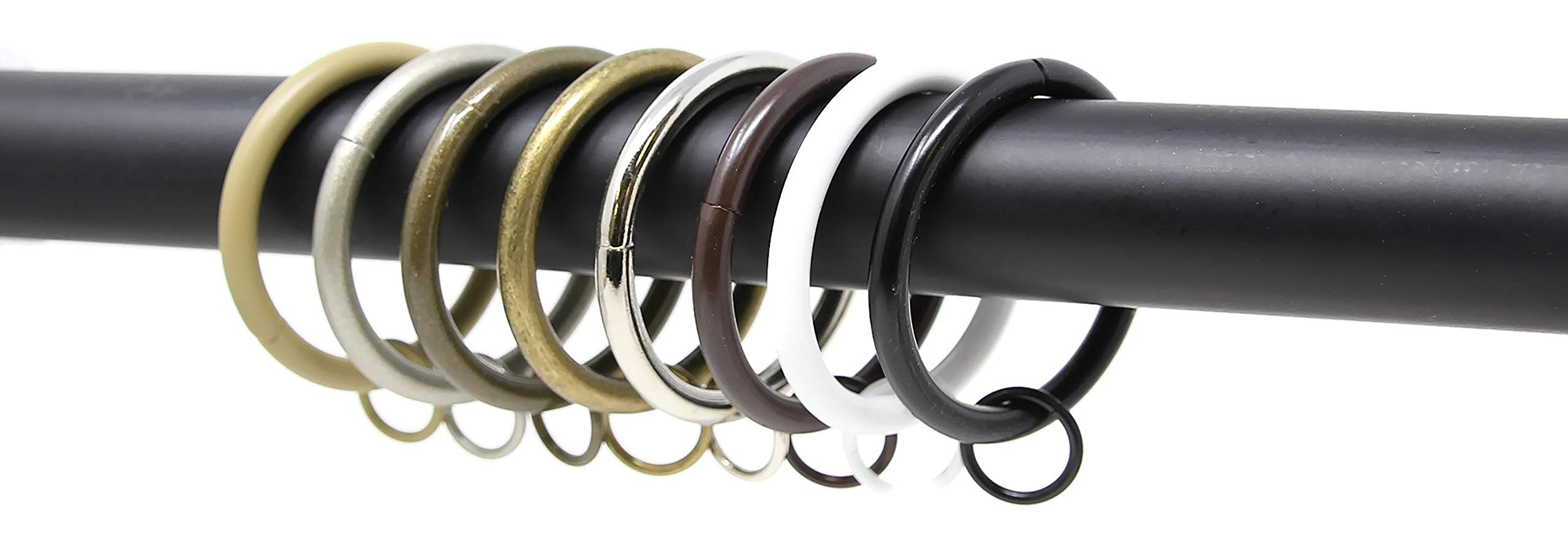 Urbanest Solid Metal Window Drapery Curtain Panel Ring with Eyelet, 1.5" Inner Diameter, Fits Up to 1.25" Rod, Set of 28 - Black