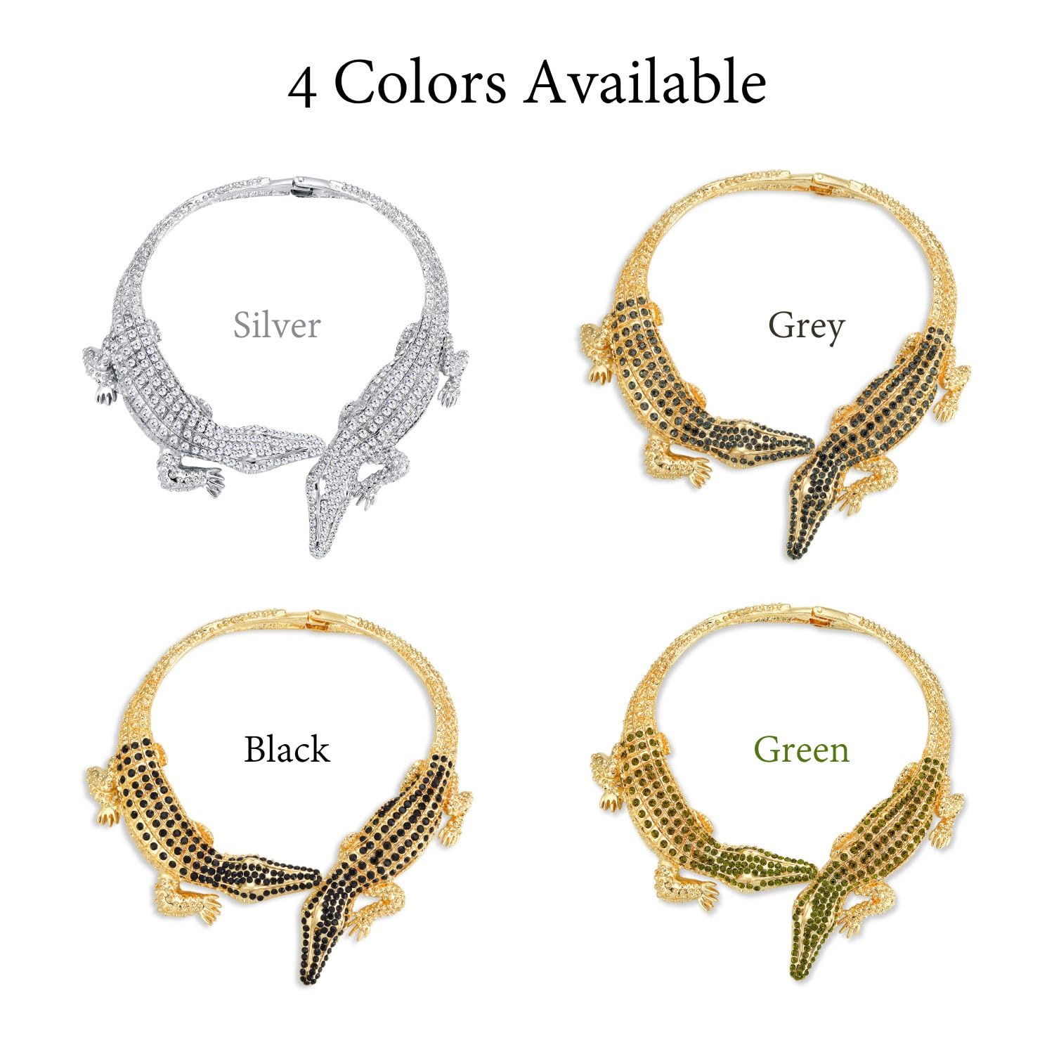 Tiberu Women’s Statement Crocodile Choker Necklaces Punk Alligator Gator Bib Collar Necklace Party Costume Jewelry (Brown)