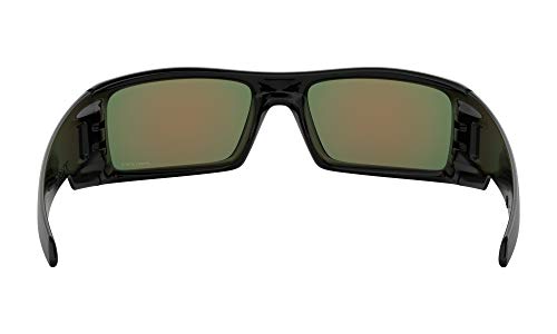 Oakley Gascan Sunglasses (Polished Black Frame, Prizm Ruby Lens) with Lens Cleaning Kit and Country Flag Microbag