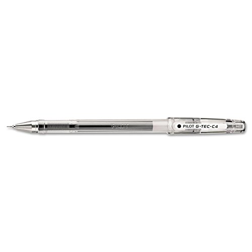 PILOT G-Tec-C Gel Ink Rolling Ball Pens, Ultra Fine Point (0.4mm), Black Ink, 12-Pack (35491)