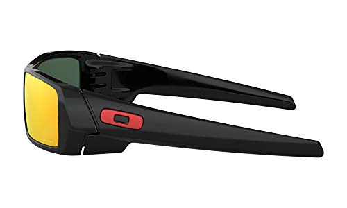 Oakley Gascan Sunglasses (Polished Black Frame, Prizm Ruby Lens) with Lens Cleaning Kit and Country Flag Microbag