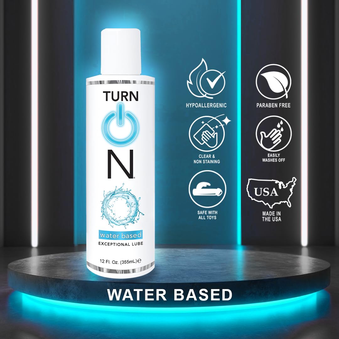 Turn On Water-Based Premium Personal Lubricant | Long Lasting, Ph Balanced, Hypoallergenic, Condom Safe Lube for Men, Women, and Couples, 12 fl oz
