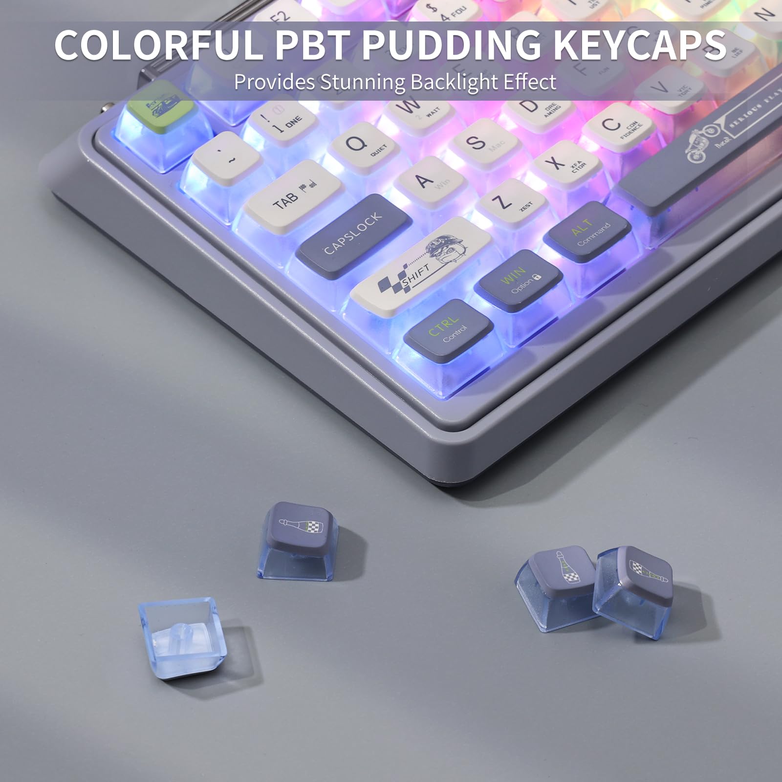 KZZI K75 PRO RGB 75% Wireless Gasket Mechanical Keyboard, Triple Mode BT 5.0/2.4G/USB-C 82 Keys Hot Swappable Gaming Keyboard w/Knob & Power Display, Custom Linear Switches, Purple Gray