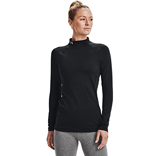 Under Armour Women's Standard ColdGear Authentics Mock Neck, Black (001)/White, X-Large
