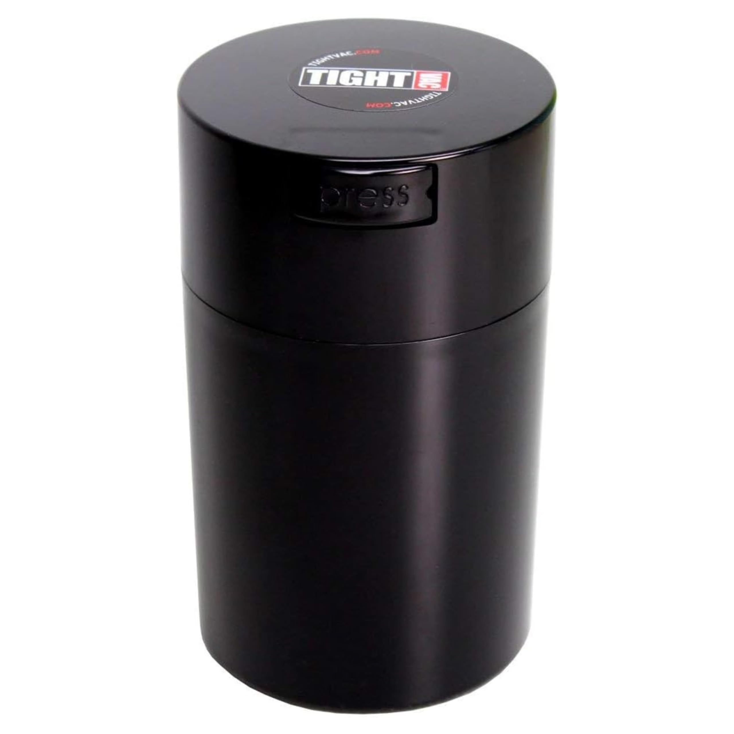 Tightvac - 1 oz to 6 ounce Airtight Multi-Use Vacuum Seal Portable Storage Container for Dry Goods, Food, and Herbs - Black Cap & Black Body
