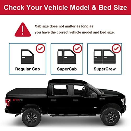 CAPSER 5.5 FT Soft Tri-Fold Truck Bed Tonneau Cover Fits 2015-2023 Ford F150 Styleside 5'5"(66") Truck Bed