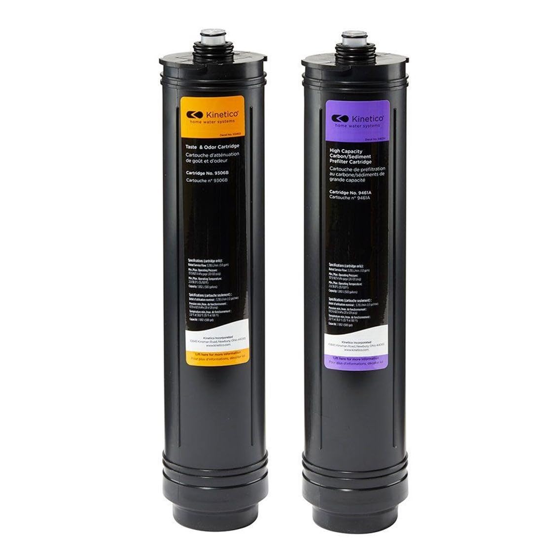 KINETICO K5 REVERSE OSMOSIS TASTE ODOR 9306B & CARBON SEDIMENT FILTER 9461A CARTRIDGES. Filter Cartridge Set for Kinetico K2 K5 & KRO Plus systems. (Part No 9306 ORANGE & 9461 PURPLE)