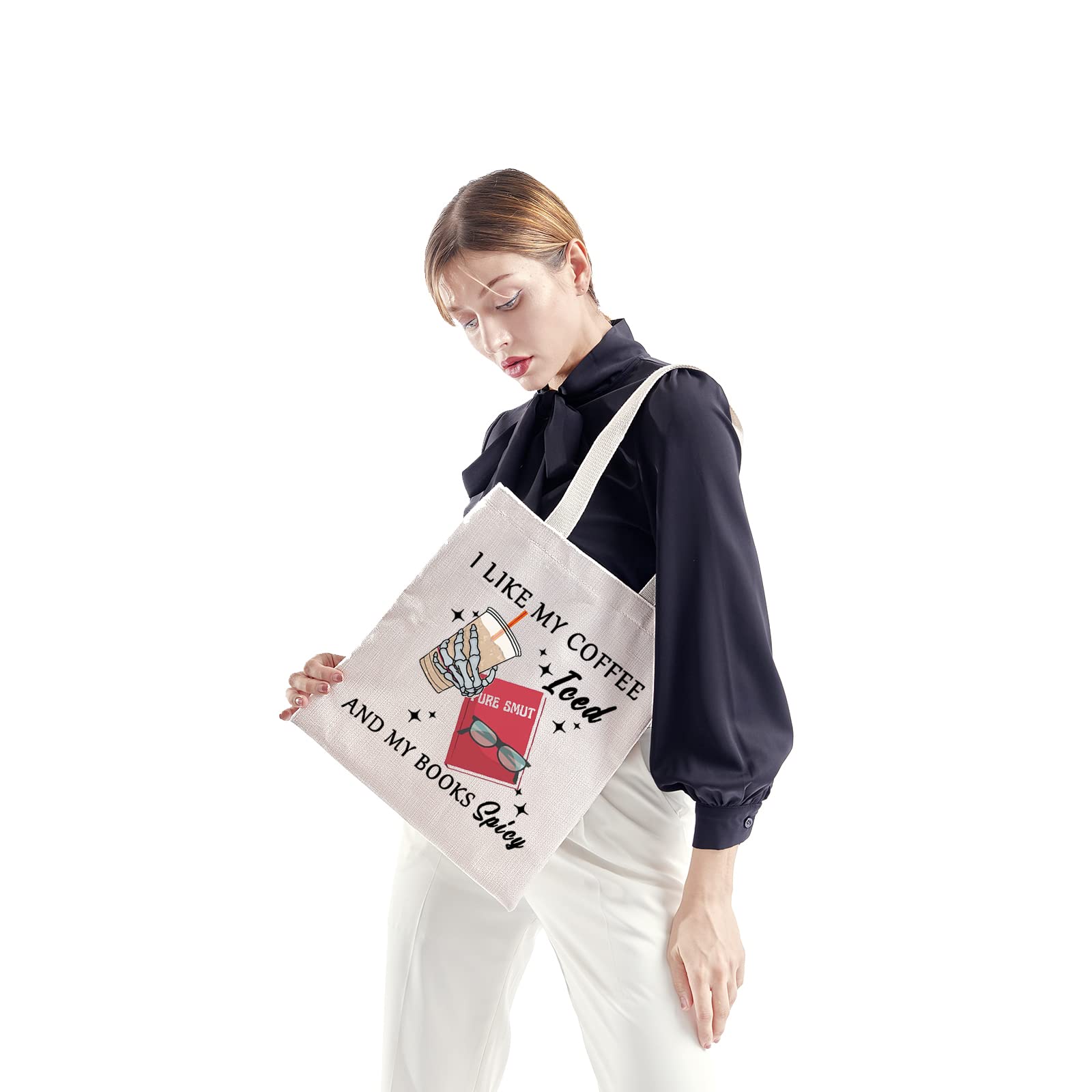 ZJXHPO Spicy Tote Bag Smut Slut Reusable Grocery Shopping Bag Handbag Spicy Literary Smut Reader Shoulder Bag (Coffee Spicy Tote)