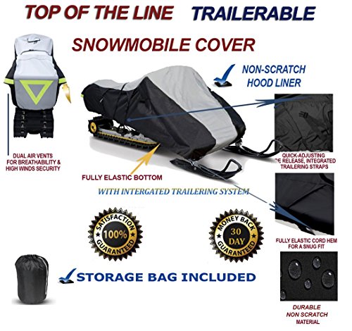 600D Snowmobile Travel and Storage Cover Compatible for 2010-2013 Model Year Polaris 600 Rush Sleds. Slush and Mud Protection