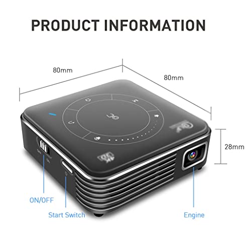 XINGTU Mini Projector 4K DLP Android 9.0 Support Mini video Beamer Mobile Phone with Battery ( Color : E )
