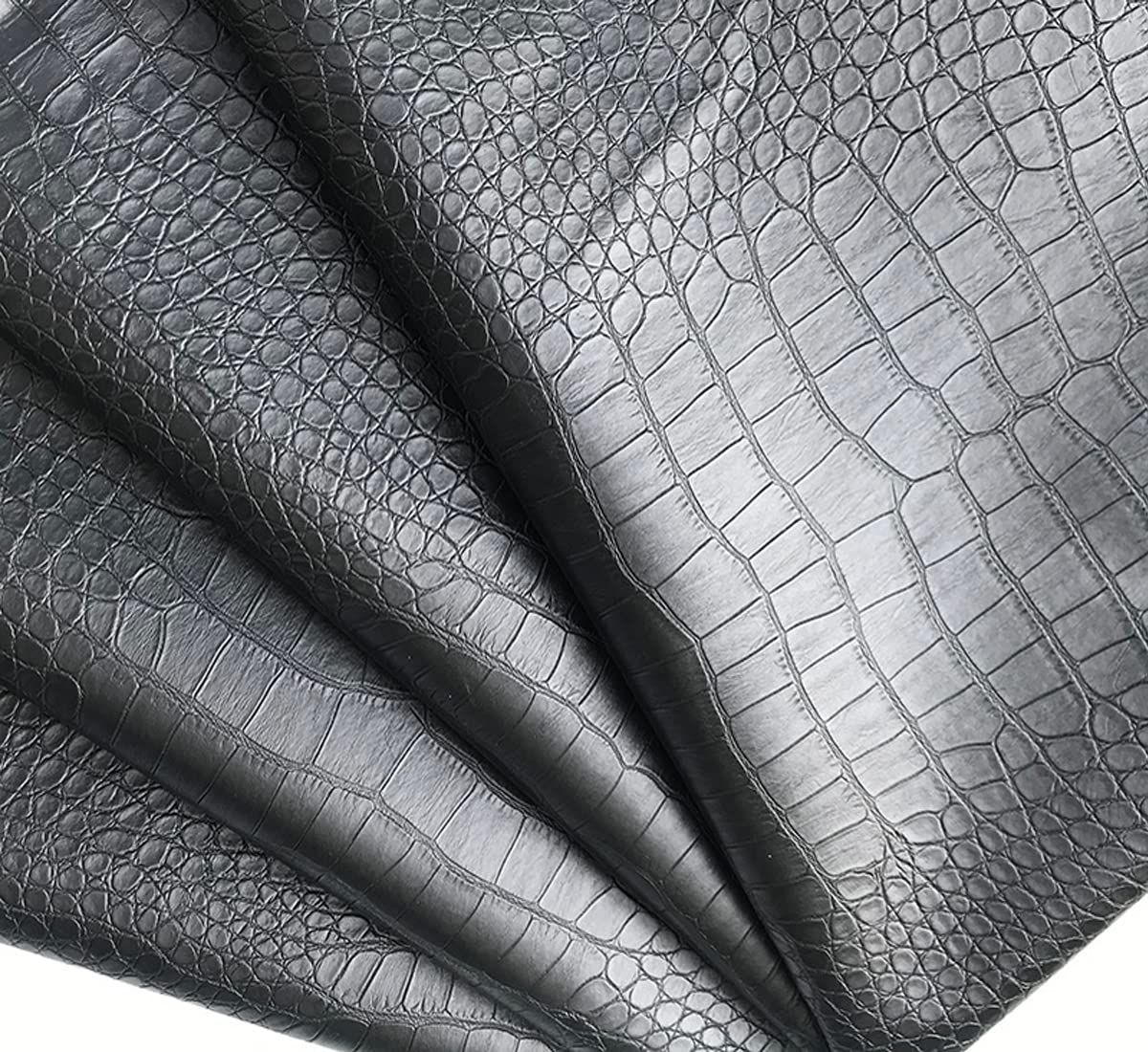 Vinyl Leather Fabric Crocodile Pattern Marine Waterproof Material 36" L×54" W Marine Vinyl Synthetic Leather Sheets 0.5mm Thick for Upholstery Crafts, Automotive/Boat, Cushion, DIY Sewing - Black