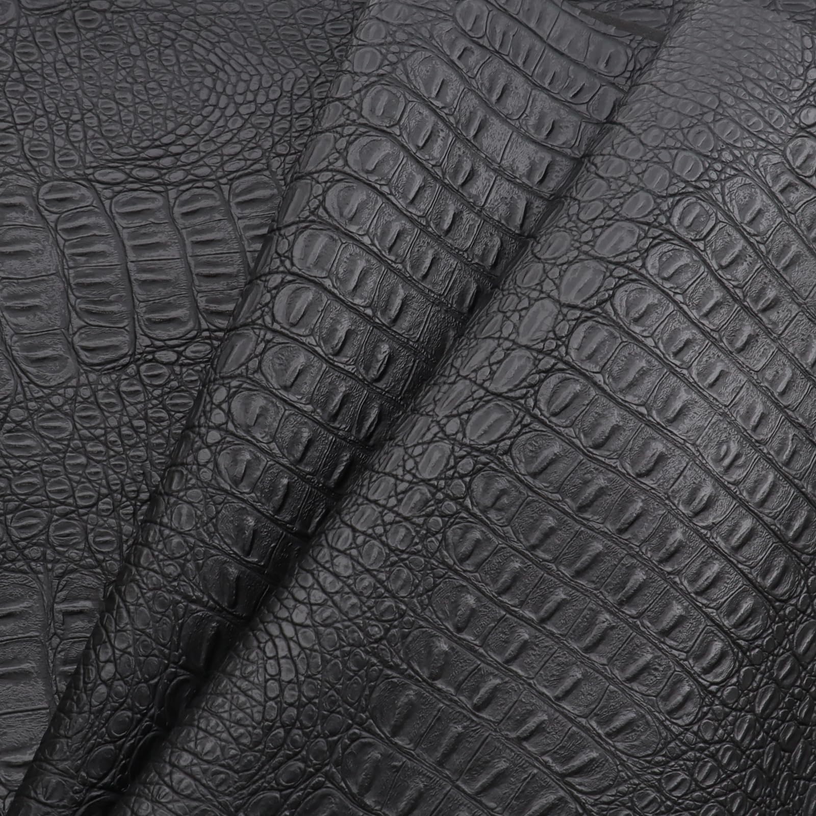 Vinyl Leather Fabric Crocodile Pattern Marine Waterproof Material 36" L×54" W Marine Vinyl Synthetic Leather Sheets 0.5mm Thick for Upholstery Crafts, Automotive/Boat, Cushion, DIY Sewing - Black