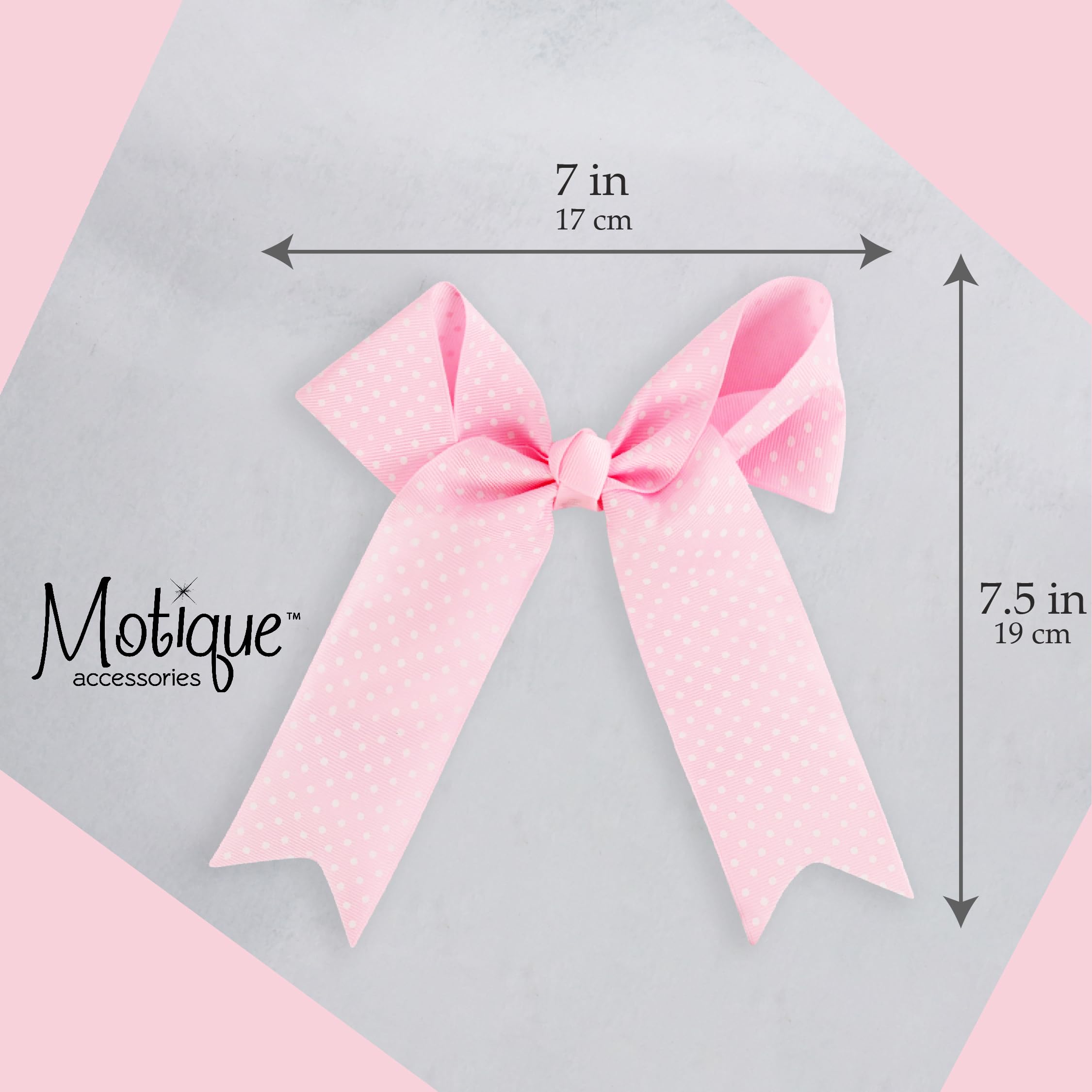 Jumbo Bow Clip with Tails Small Polka Dots Hairbow, 1 Piece (LIght Pink)