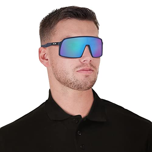 Oakley Men's OO9406A Sutro Low Bridge Fit Rectangular Sunglasses, Matte Navy/Prizm Sapphire, 37 mm