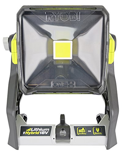Ryobi P721 One+ 1,800 Lumen 18V Hybrid AC and Lithium Ion Powered Flat Standing LED Work Light with Onboard Mounting Options (Battery and Extension Cord Not Included, Light Only)
