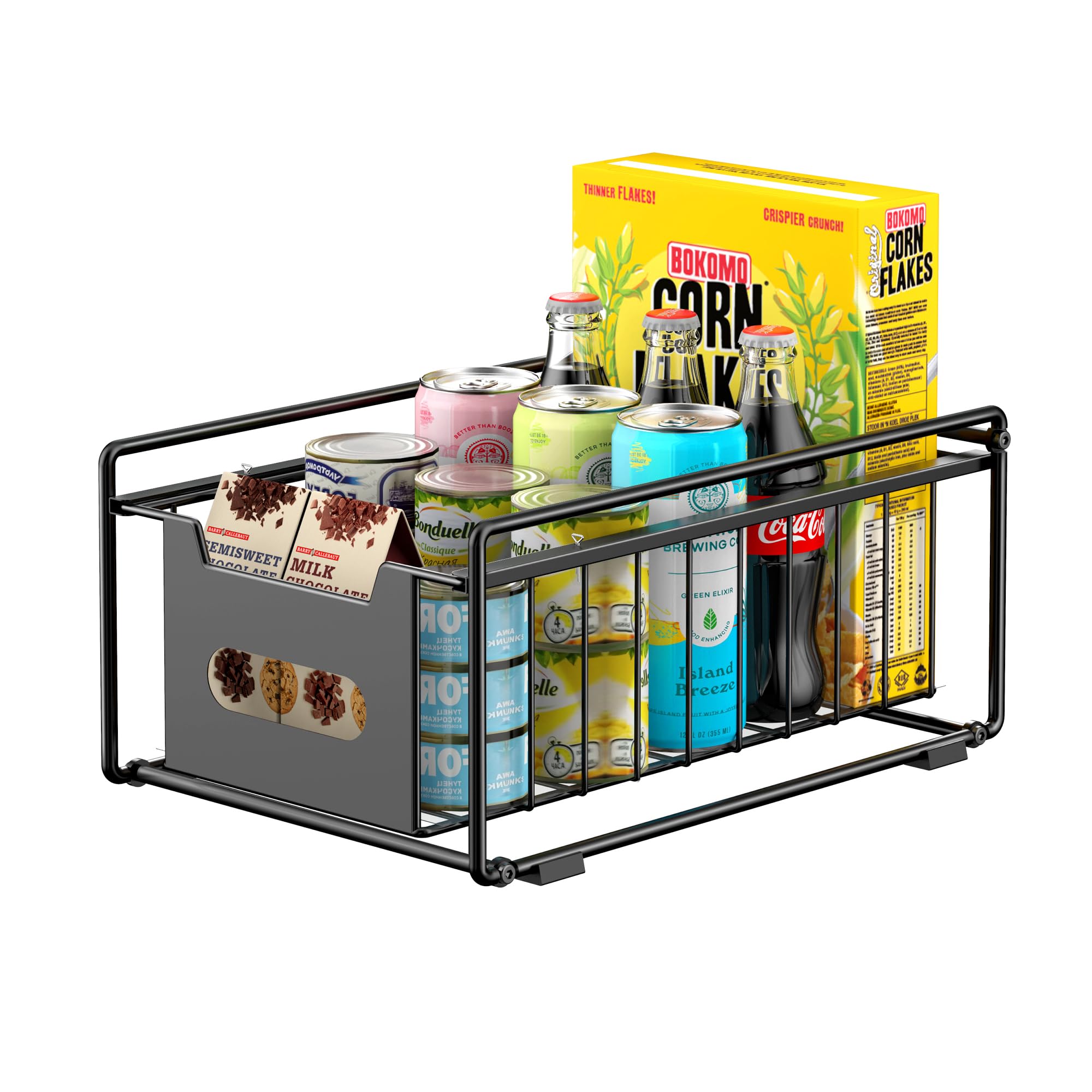 Under Sink Organizers and Storage - Under Cabinet Organizer for Bathroom, Kitchen, Living Room, 1 Tier Metal Shelf Basket Holds up to 50lbs for Bathroom,Black