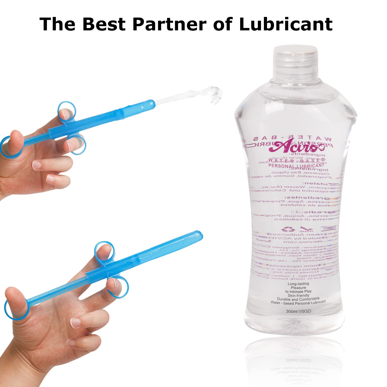 Lube Applicator Syringe with Precise Scales, 6.5” Personal Lubricant Shooter with Air-Proof Silicone Cap, Reusable Durable Applied for Men, Women & Couples