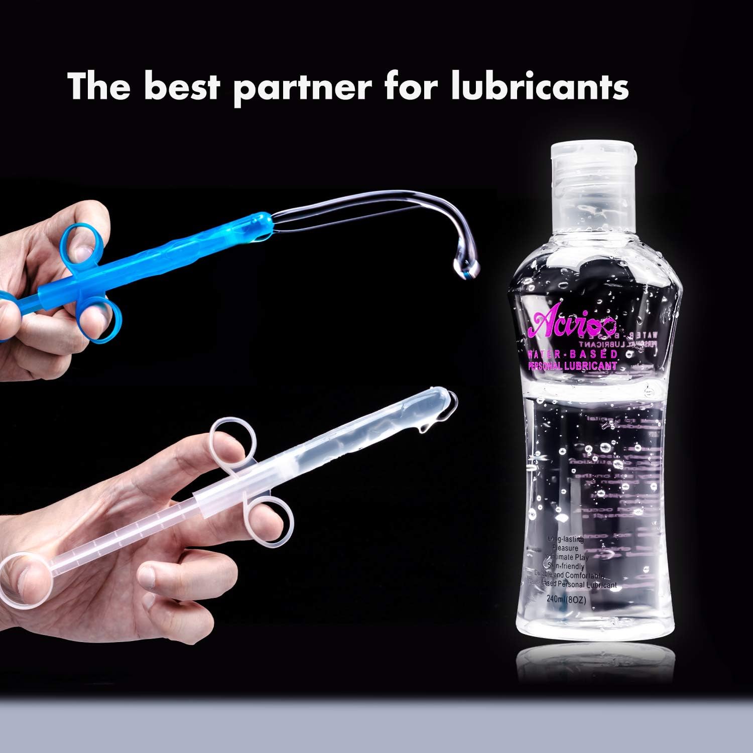 Lube Applicator Syringe with Precise Scales, 6.5” Personal Lubricant Shooter with Air-Proof Silicone Cap, Reusable Durable Applied for Men, Women & Couples