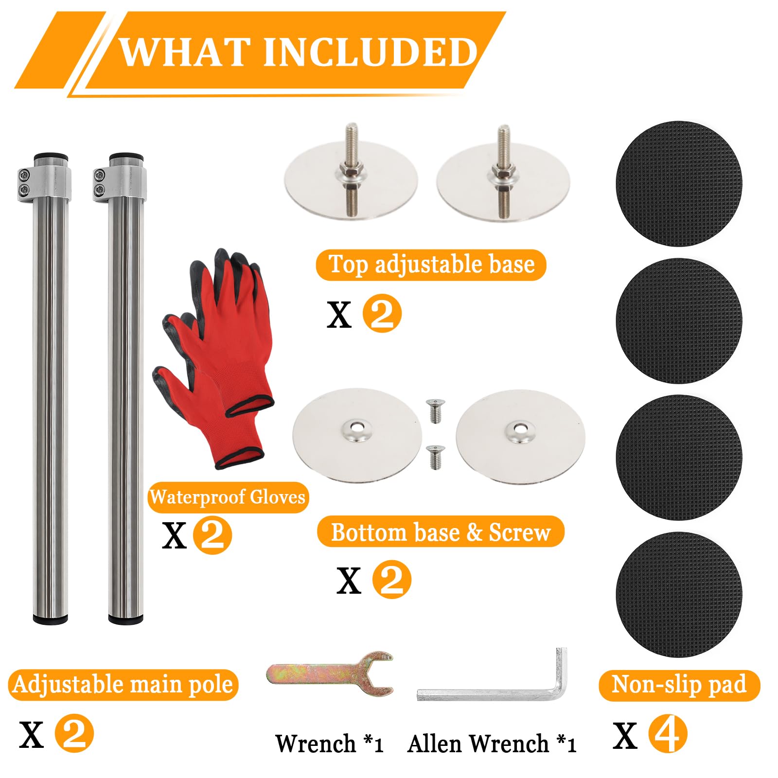 Undermount Sink Brackets, Stainless Steel Adjustable Sink Legs Installation and Repair Kit Support System with Waterproof Gloves for Kitchen, Bathroom(16.1-28.7inches)