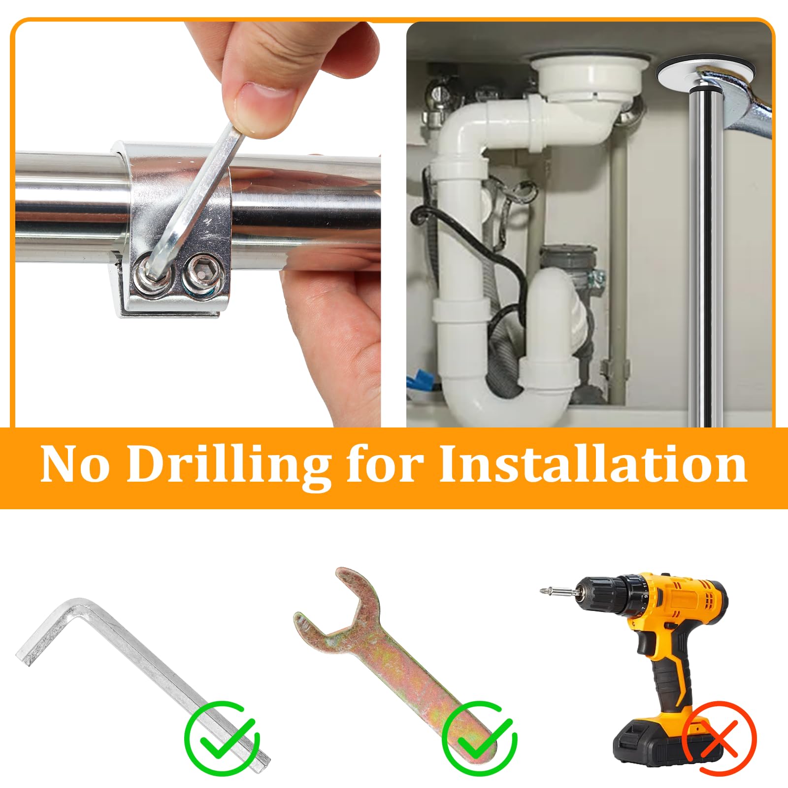 Undermount Sink Brackets, Stainless Steel Adjustable Sink Legs Installation and Repair Kit Support System with Waterproof Gloves for Kitchen, Bathroom(16.1-28.7inches)