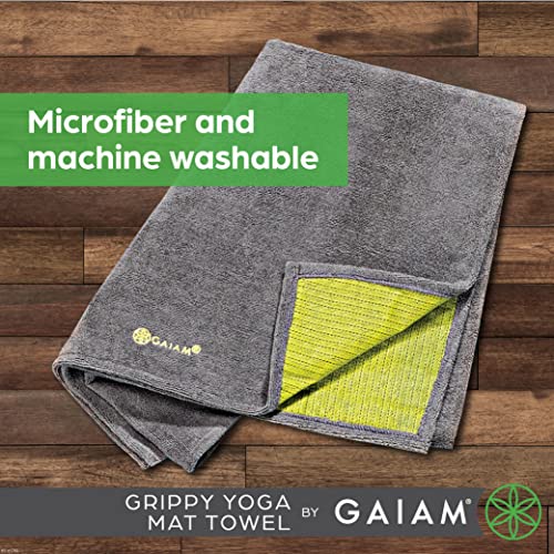 Gaiam Grippy Non Slip Yoga Mat Towel - Fast Drying Towel - Ideal for Hot Yoga - Microfiber and Machine Washable - Grip Backing - Vivid Blue/Fuchsia - 68" L x 24" W