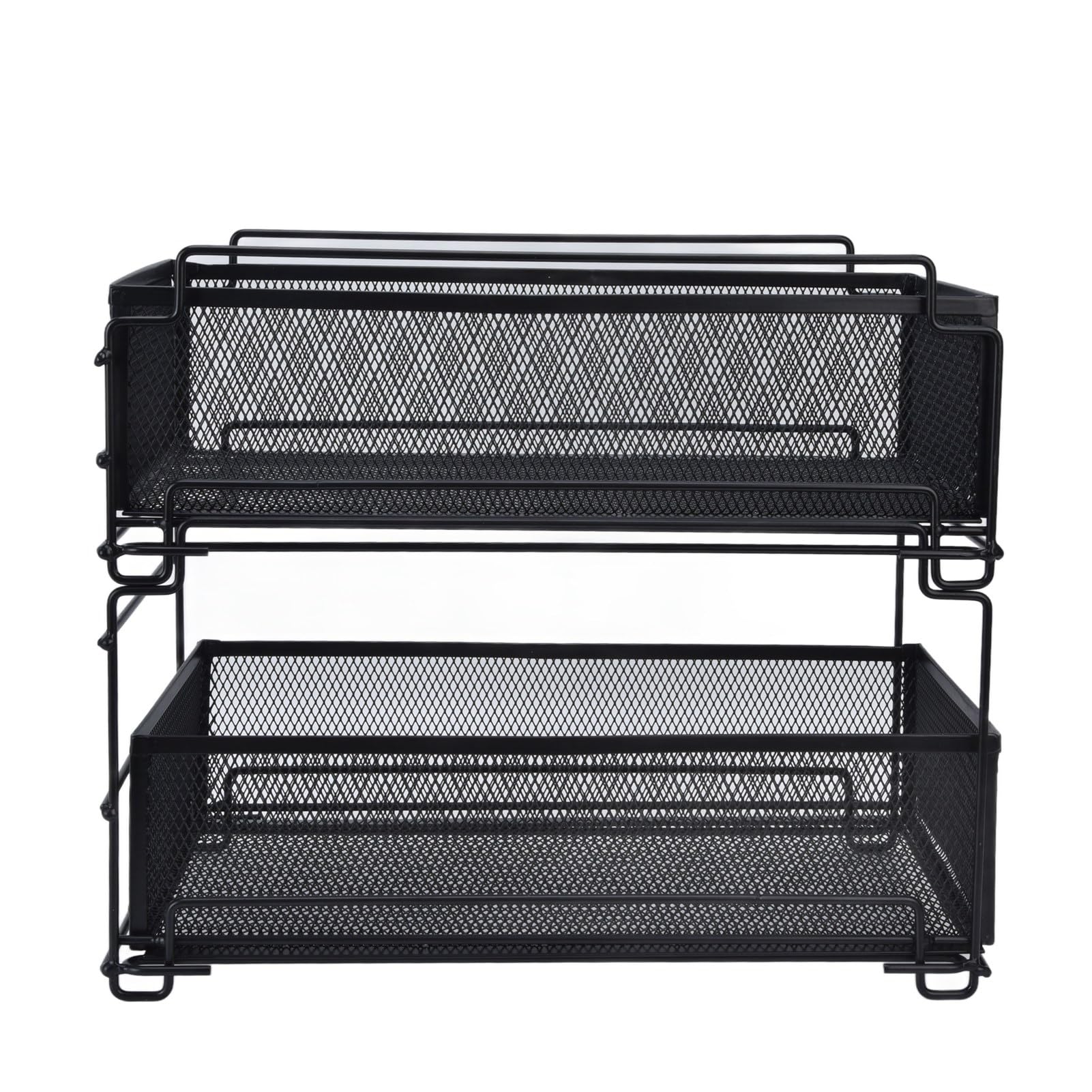 RIAAJ Kitchen Sink Shelf 2 Tier Metal Mesh Storage Baskets Organizer Kitchen Storage Drawer Basket Multilayer Kitchen Shelf Under Sink Drawer Large Capacity Storage Shelf Kitchen Sink Organizer