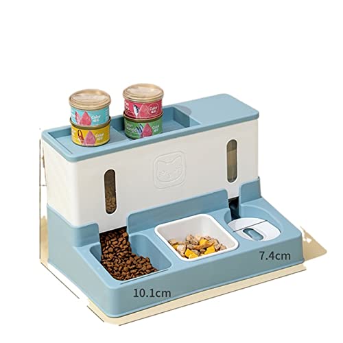 FUUIE Bowls for Food and Water Pet Cat Bowl Cat and Dog Feeder Bowl Double Bowl Kitten Automatic Waterer Puppy Feeding Waterer Pet Supplies (Color : Blue)