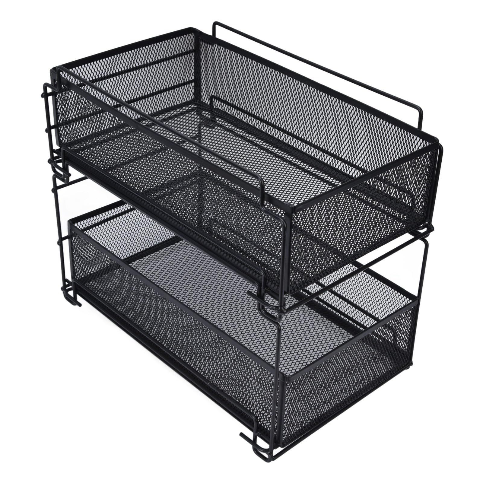 RIAAJ Kitchen Sink Shelf 2 Tier Metal Mesh Storage Baskets Organizer Kitchen Storage Drawer Basket Multilayer Kitchen Shelf Under Sink Drawer Large Capacity Storage Shelf Kitchen Sink Organizer