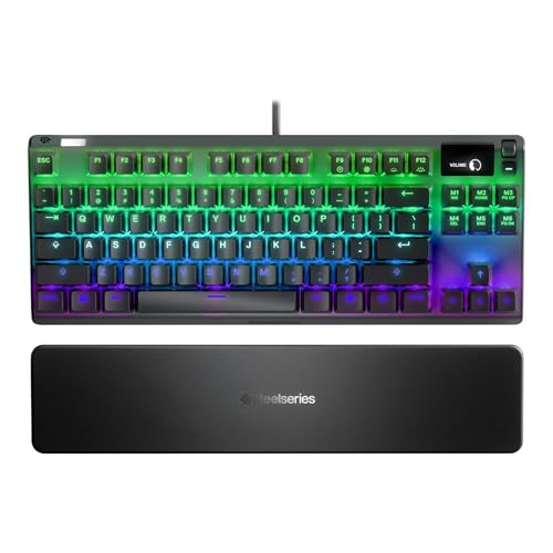 SteelSeries Apex 7 TKL Compact Mechanical Gaming Keyboard – OLED Smart Display – USB Passthrough and Media Controls – Tactile and Clicky – RGB Backlit (Blue Switch)