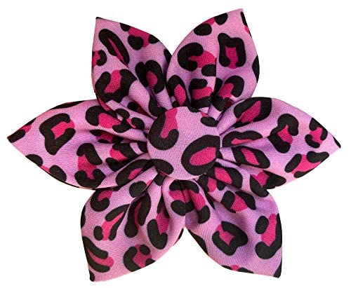 H&K Pet Pinwheel | Pink Leopard (Large) | Valentine's Day Velcro Collar Accessory for Dogs/Cats | Fun Pet Pinwheel Collar Attachment | Cute, Comfortable Pet Accessory