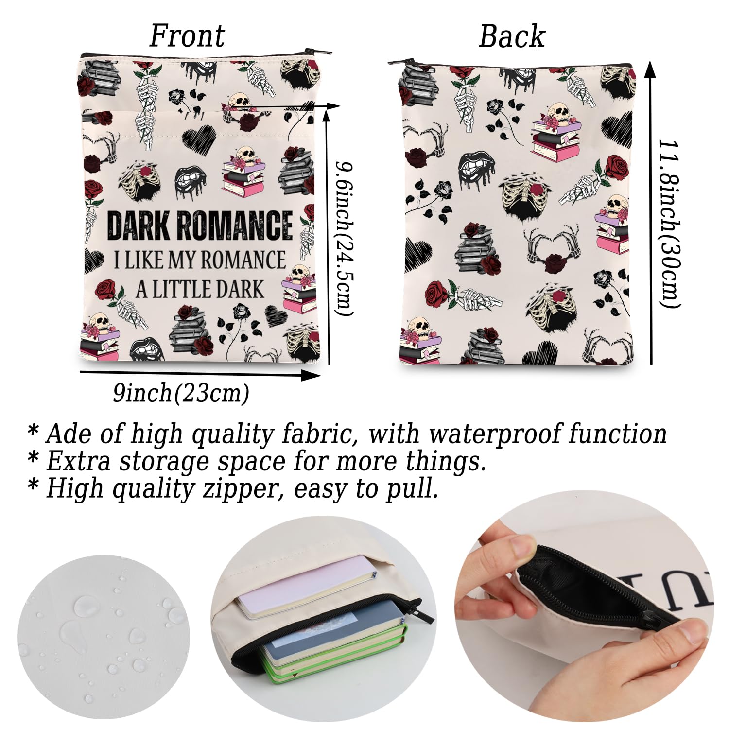 ENSIANTH Dark Romance Bookish Gift Smut Slut Book Sleeve Spicy Reading Gift Smutty Romance Readers Book Cover with Zipper (Litter Dark BS)