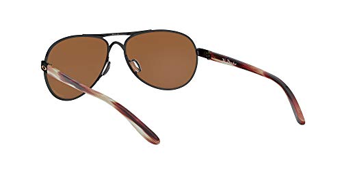Oakley Women's OO4108 Tie Breaker Pilot Sunglasses, Polished Black/Prizm Tungsten, 56 mm