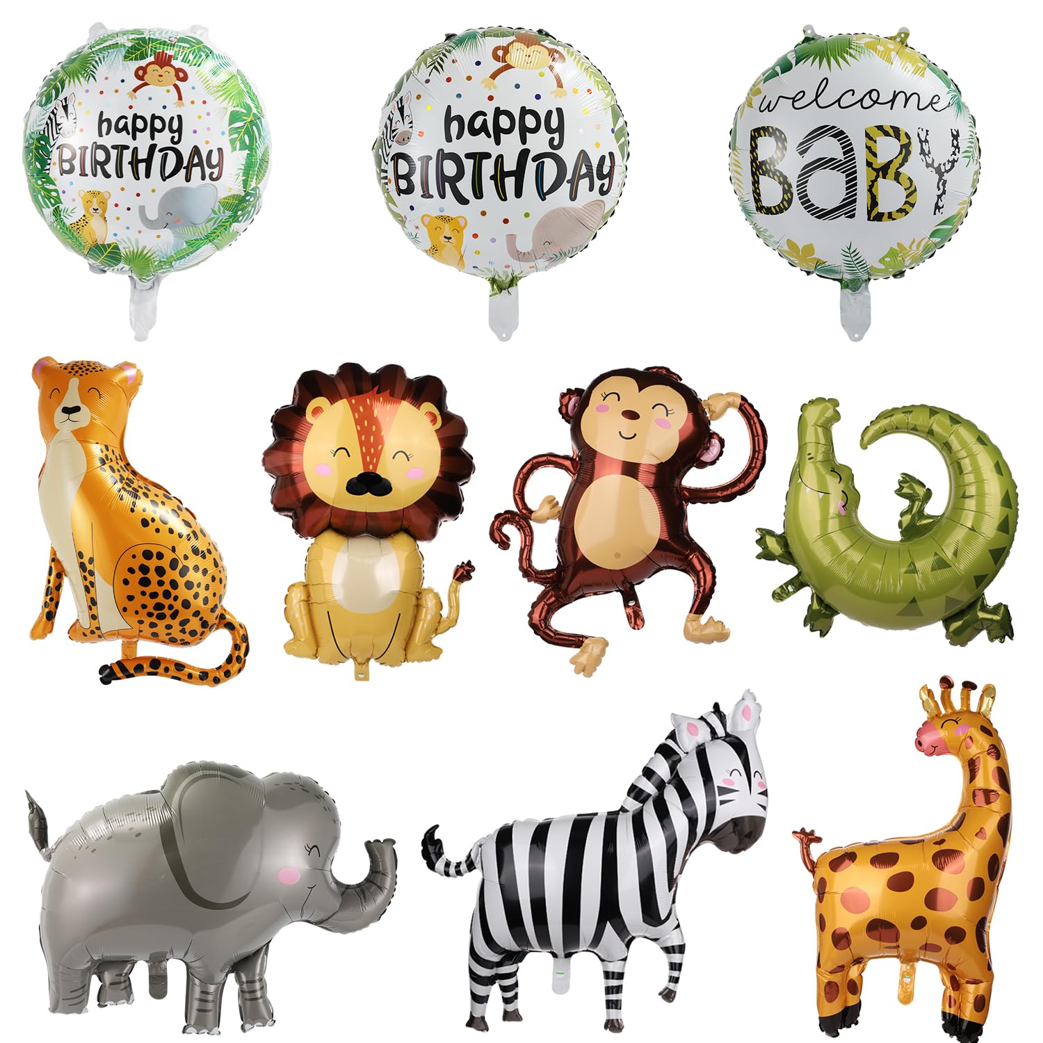 10pcs Jungle Safari Animal Balloons, Giant Safari Balloon Animal Print Balloons Animal Theme Party Balloons for Birthday Party Baby Shower Decorations