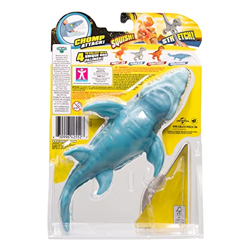 Heroes of Goo Jit Zu Jurassic World Hero Pack, Mosasaurus, 4.5" Long - Stretchy, Squishy Dinosaur Figure with Chomp Attack Action and Unique goo Filling.